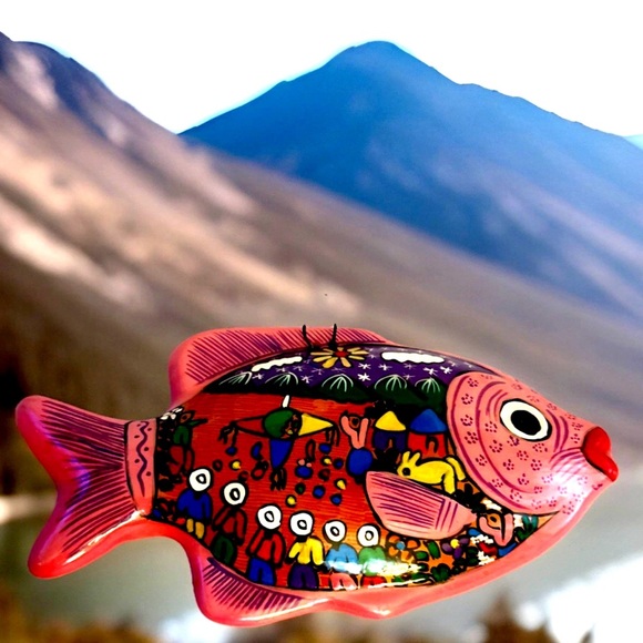 unbranded | Art | Mexican Folk Art Hanging Plate Pink Fish Talavera ...